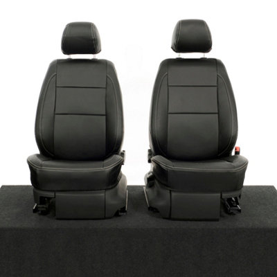 UK Custom Covers VW Caddy 2004-2020 Black Front Leatherette Seat Covers ...