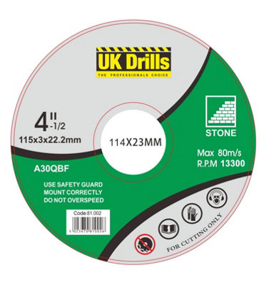 UK Drills 100 x 3 x 16.0mm Straight Stone Cutting Disc Stone Brick ...