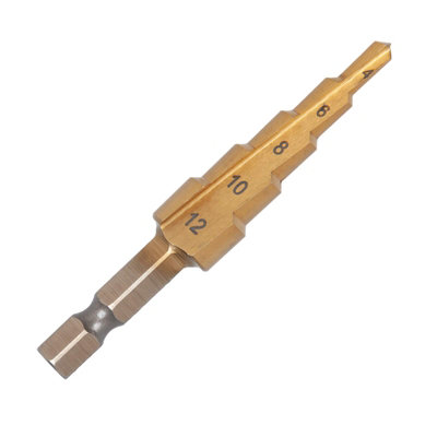 UK Drills HSS Step Drill Bit Titanium Coated 4-12mm 5 Steps Drill Bit ...