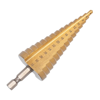 UK Drills HSS Step Drill Bit Titanium Coated 4-32mm 15 Steps Drill Bit ...