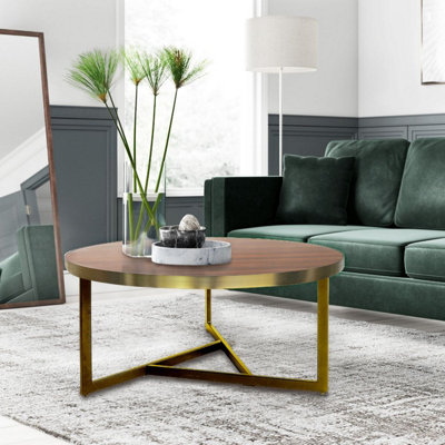 UK HomeLiving Edinburgh Coffee Table - Gold and Walnut | DIY at B&Q
