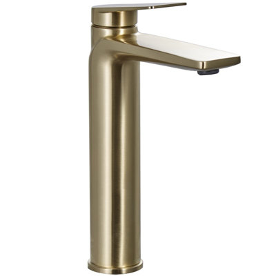 UK Homeliving Trisen Roveri Brushed Brass Tall Basin Mixer (No Waste ...