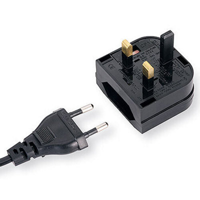UK Mains to Euro Socket Adapter 3A For Converting EU Plug Lead Cable ...