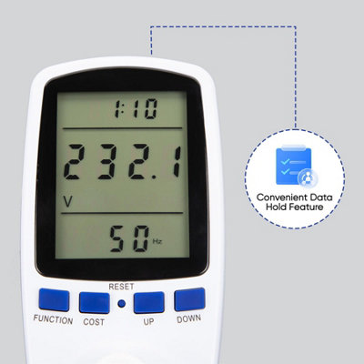 UK Plug In Electricity Power Consumption Meter Energy Monitor Watt Kwh ...
