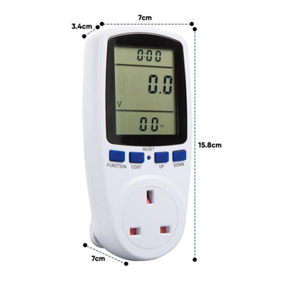 UK Plug In Electricity Power Consumption Meter Energy Monitor Watt Kwh ...