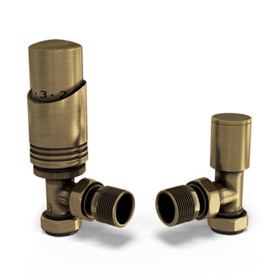 UK Radiators 1/2BSP 10mm Angled Antique Brass Modern Thermostatic ...