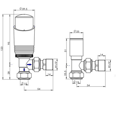 UK Radiators 1/2BSP 10mm Angled Antique Brass Modern Thermostatic ...