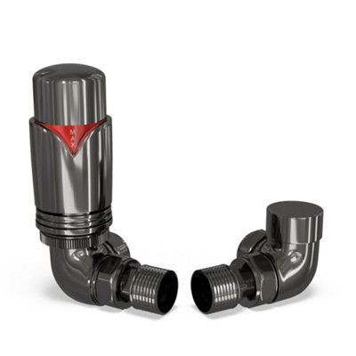 UK Radiators 1/2BSP 10mm Corner Black Nickel Modern Thermostatic ...