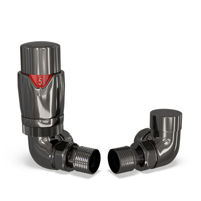 UK Radiators 1/2BSP 10mm Corner Black Nickel Modern Thermostatic ...