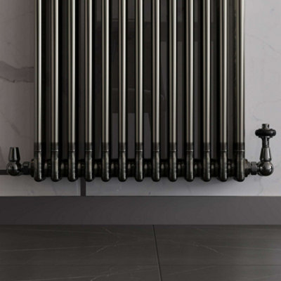 UK Radiators 1/2BSP 10mm Corner Black Nickel Traditional Thermostatic ...
