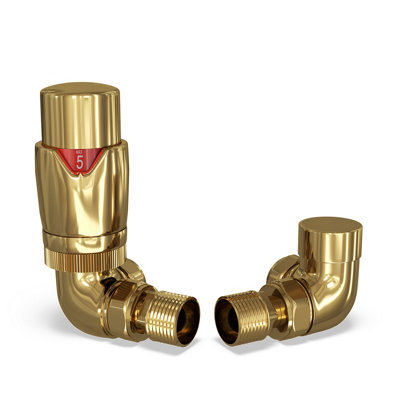UK RADIATORS 1/2BSP 10MM CORNER POLISHED BRASS MODERN THERMOSTATIC ...