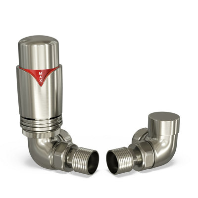 UK Radiators 1/2BSP 10mm Corner Silver Nickel Modern Thermostatic ...