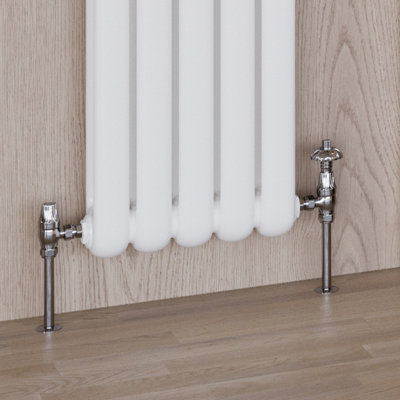 UK Radiators 1/2BSP 15mm Angled Chrome Traditional Thermostatic ...