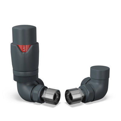 UK Radiators 1/2BSP 15mm Corner Anthracite Modern Thermostatic Radiator ...