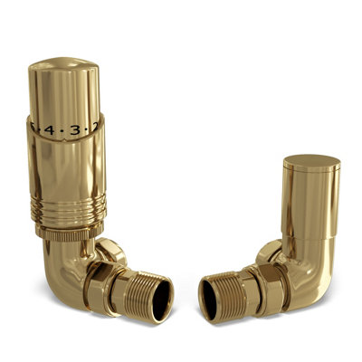 UK Radiators 1/2BSP 15mm Corner Polished Brass Modern Thermostatic ...