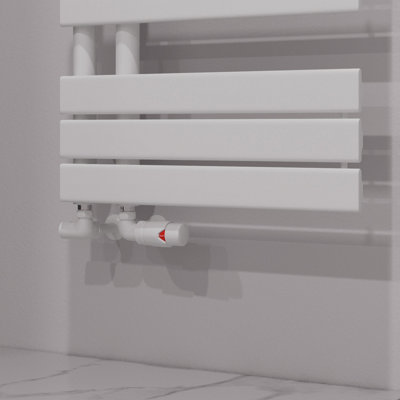 UK Radiators 1/2BSP 15mm Corner White Modern Thermostatic Radiator ...