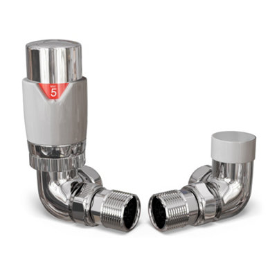 UK Radiators 1/2BSP 15mm Corner White Modern Thermostatic Radiator ...