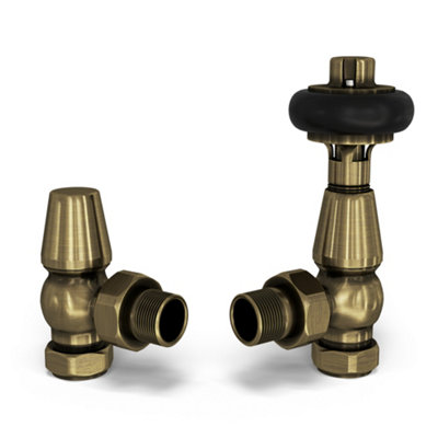 UK Radiators 1/2BSP 8mm Angled Antique Brass Traditional Thermostatic ...
