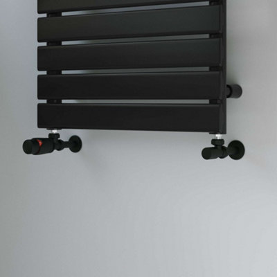 UK Radiators 1/2BSP 8mm Angled Black Modern Thermostatic Radiator Valve ...
