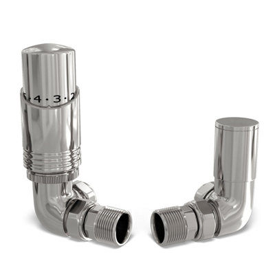 UK Radiators 1/2BSP 8mm Corner Chrome Modern Thermostatic Radiator ...