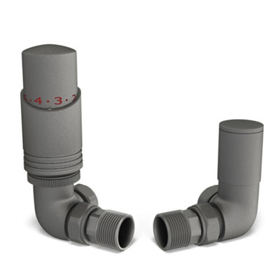 UK Radiators 1/2BSP 8mm Corner Natural Pewter Modern Thermostatic ...