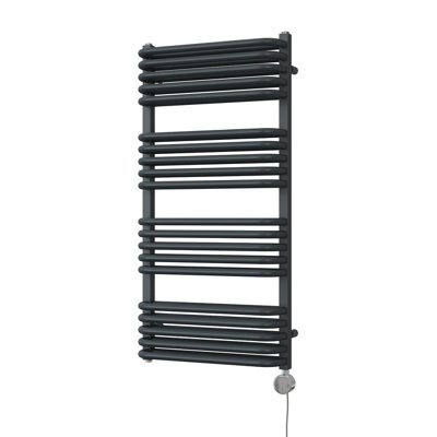 UK Radiators 1000W H1000mm x W500mm Anthracite Round Tube Thermostatic ...