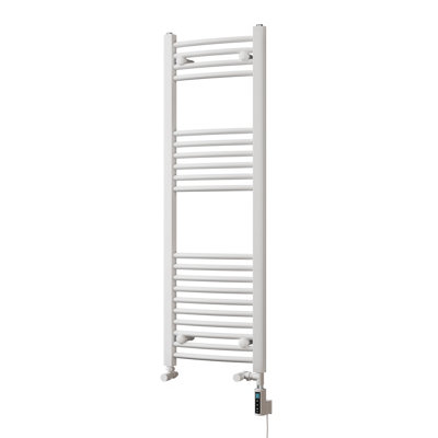 UK Radiators 1310BTU H1200mm x W400mm White Curved Ladder Thermostatic ...