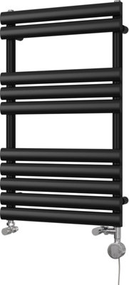 UK Radiators 1447BTU H825mm x W500mm Black Elliptical Tube Designer ...