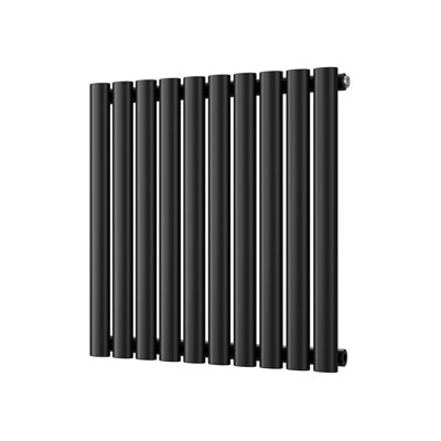 UK Radiators 1501BTU H600mm x W580mm Black Elliptical Tube Horizontal ...