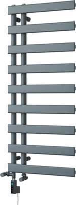 UK Radiators 1624BTU H1156mm x W500mm Anthracite Flat Tube Thermostatic ...