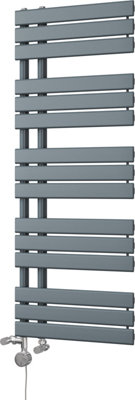 UK Radiators 1928BTU H1292mm x W500mm Anthracite Flat Tube Thermostatic ...
