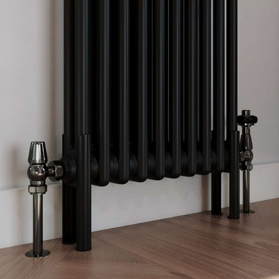 UK Radiators 2 Column Radiator Feet Black Alpha