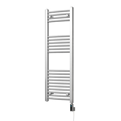 UK Radiators 200W H1200mm x W400mm Chrome Curved Ladder Thermostatic ...