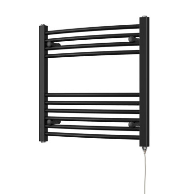 UK Radiators 200W H600mm x W600mm Black Curved Ladder Standard Electric ...