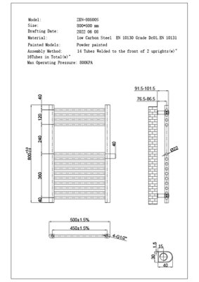 UK Radiators 200W H800mm x W500mm Chrome Straight Ladder Thermostatic ...