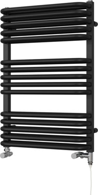 UK Radiators 2078BTU H736mm x W500mm Black Round Tube Designer Dual ...
