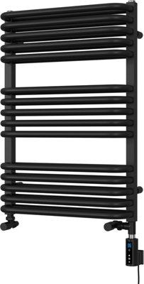 UK Radiators 2078BTU H736mm x W500mm Black Round Tube Designer Dual ...