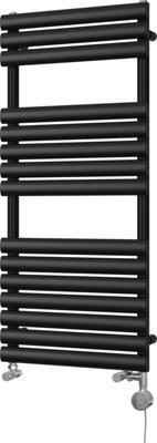 UK Radiators 2102BTU H1120mm x W500mm Black Elliptical Tube ...
