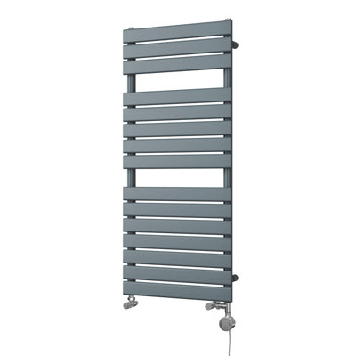UK Radiators 2102BTU H1156mm x W500mm Anthracite Flat Tube Thermostatic ...