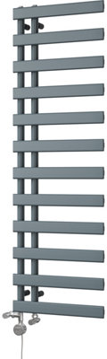 UK Radiators 2187BTU H1564mm x W500mm Anthracite Flat Tube Thermostatic ...