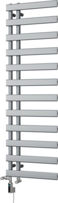 UK Radiators 2187BTU H1564mm x W500mm Silver Flat Tube Thermostatic ...