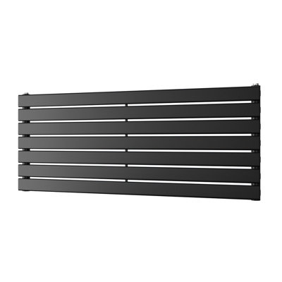 UK Radiators 2197BTU H476mm x W1200mm Black Flat Tube Horizontal ...