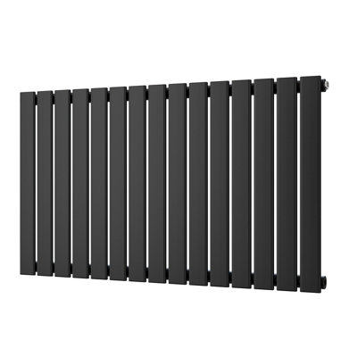 UK Radiators 2481BTU H600mm x W1020mm Black Flat Tube Horizontal ...