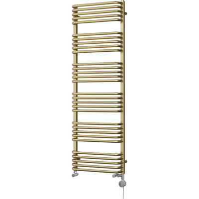 UK Radiators 2808BTU H1533mm x W500mm Brushed Brass Round Tube ...