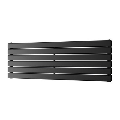 UK Radiators 2924BTU H408mm x W1200mm Black Flat Tube Horizontal ...
