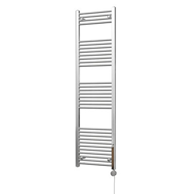 UK Radiators 500W H1800mm x W500mm Chrome Straight Ladder Thermostatic ...
