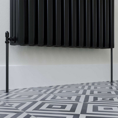 UK Radiators Matt Radiator Pipe Covers 300mm Black Talus