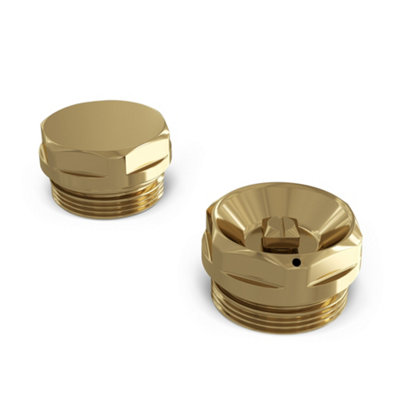 UK Radiators Polished Brass Radiator Bleed Valve & Blanking Plug Talus