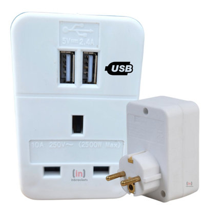 UK to EU Euro Travel Adapter 2 USB European Plug Adaptor with 2 USB ...