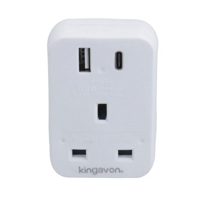 UK To EU Travel Socket Adaptor 2 Pin to 3 Pin Plug + C / USB Charging ...